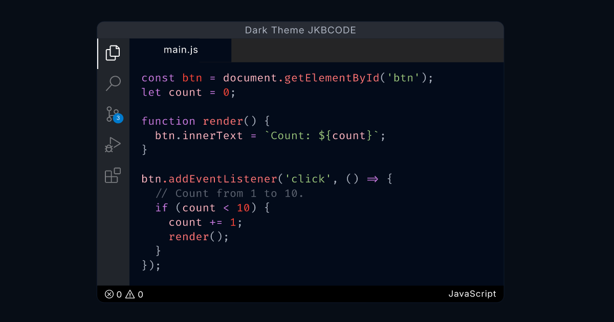 Dark Theme by JKBCODE by jkbcode | VS Code Themes