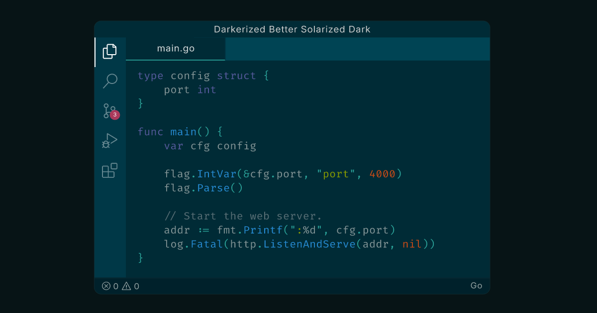 Darkerized Better Solarized by joelsantos | VS Code Themes