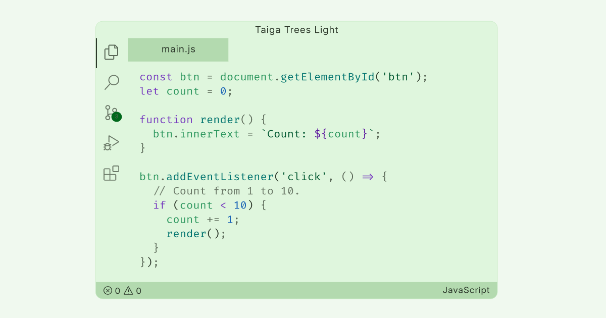 Taiga Theme by Josh Dales | VS Code Themes