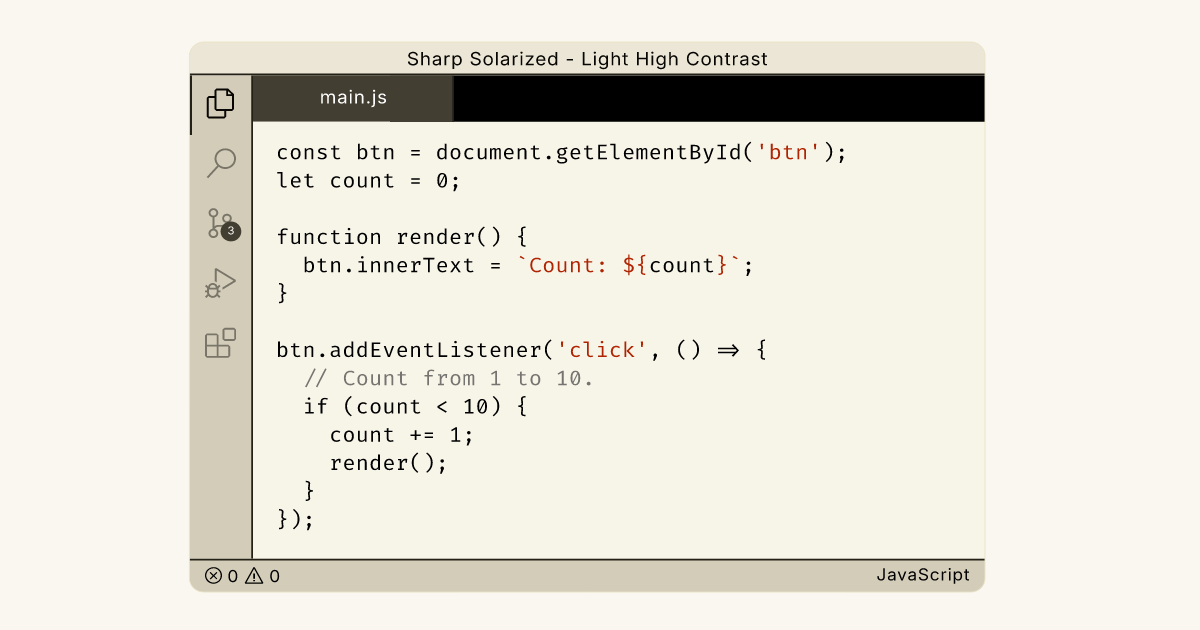 Sharp Solarized - Light High Contrast by Josh Spicer | VS Code Themes
