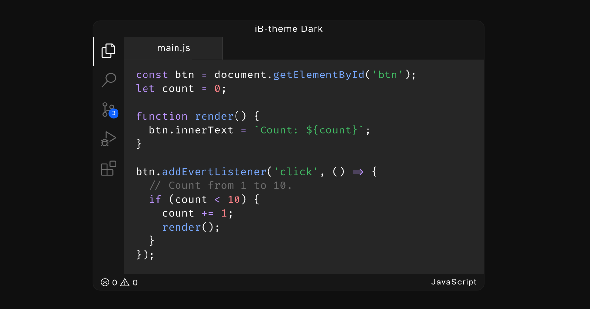 iB-theme by Pengfan Chang | VS Code Themes