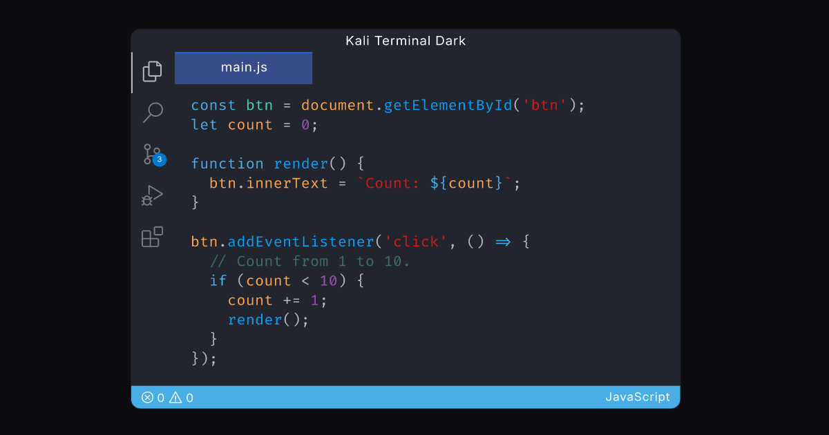 Kali Terminal Dark by Kevin Norman | VS Code Themes