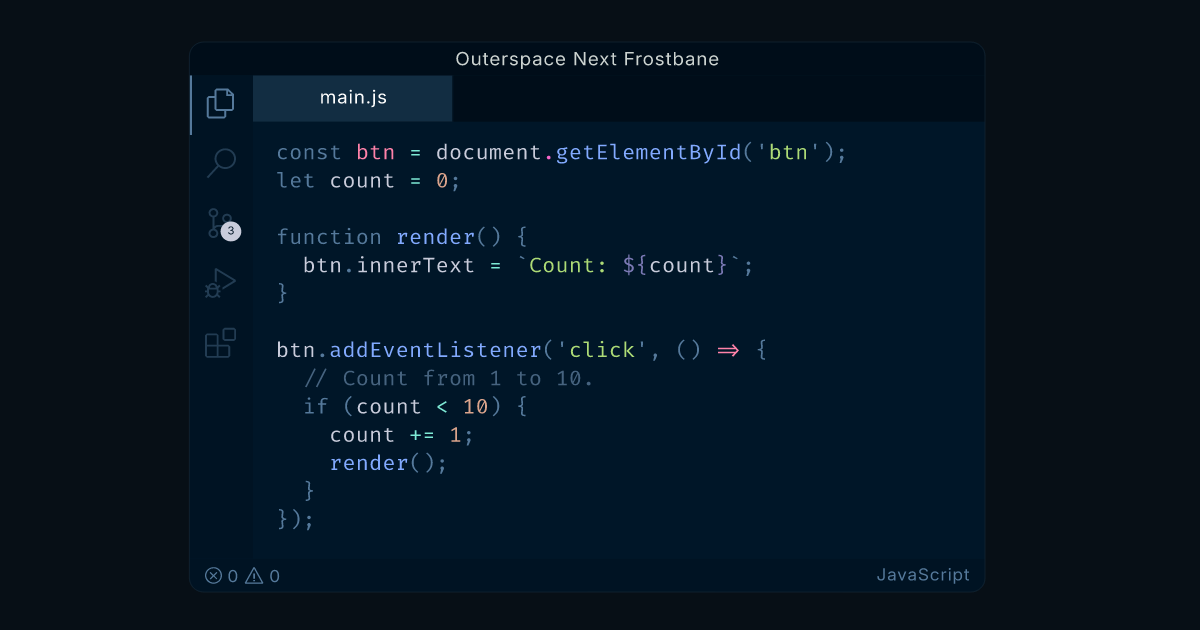 Outerspace Next by konradkeska | VS Code Themes