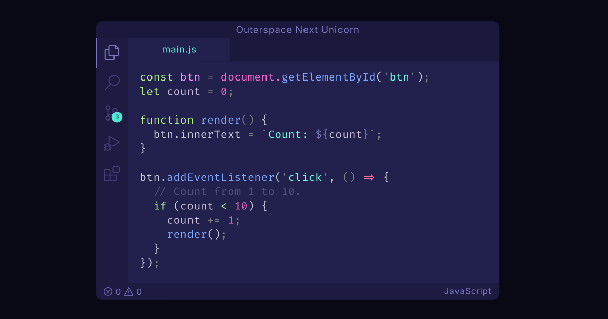 Outerspace Next by konradkeska | VS Code Themes