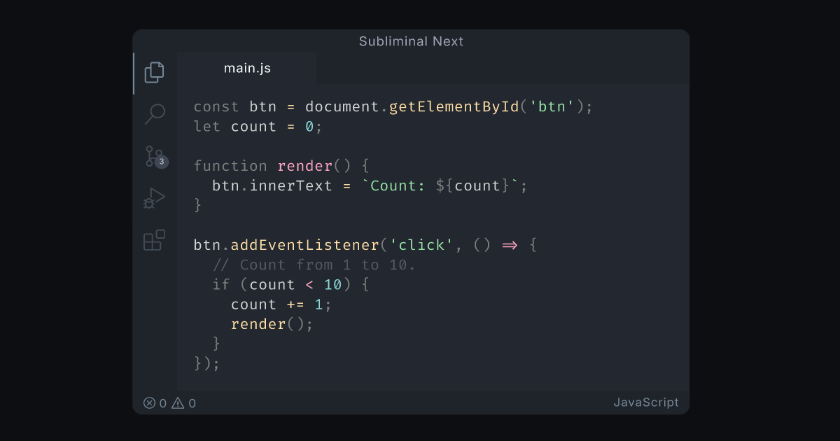Subliminal Next by konradkeska | VS Code Themes
