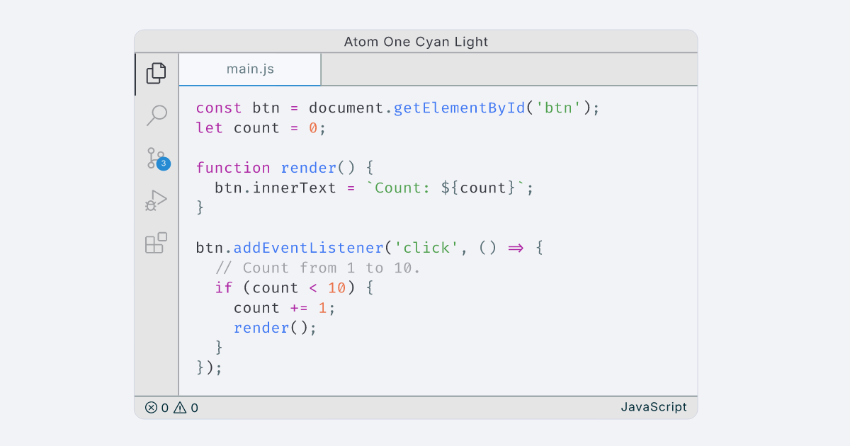 Atom One Cyan by kq996 | VS Code Themes