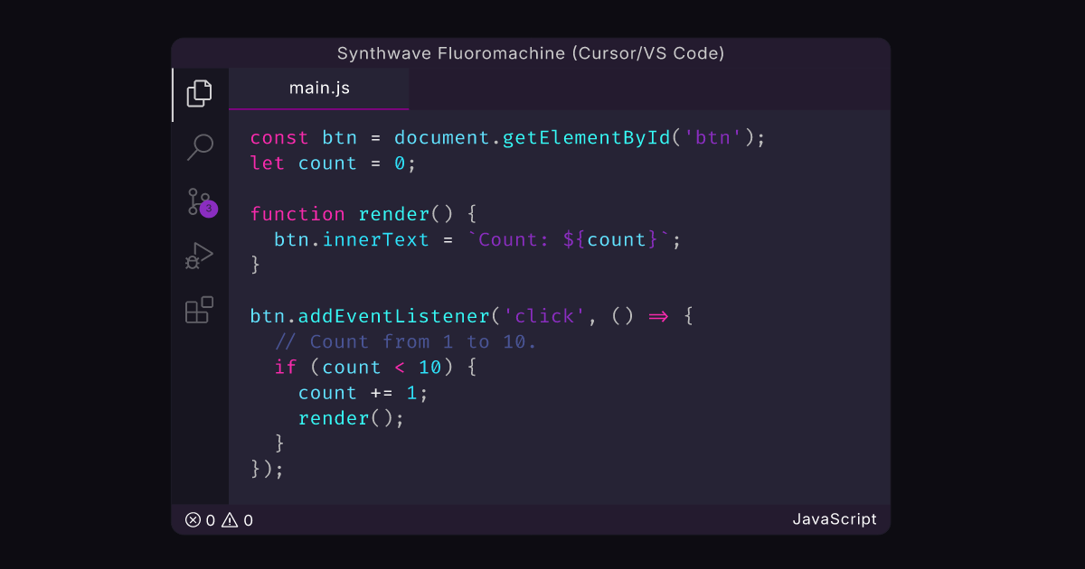 Synthwave Fluoromachine (Cursor/VS Code) by Lucas Johnston Kurilov | VS ...