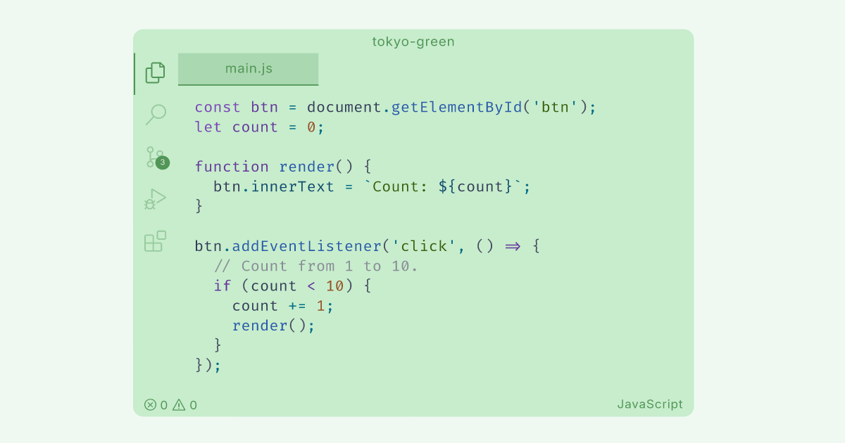Tokyo Green by magma917 | VS Code Themes