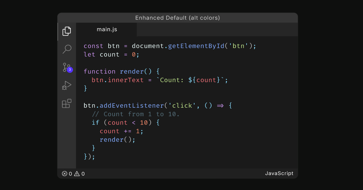 Enhanced Default Theme by nachoeg | VS Code Themes