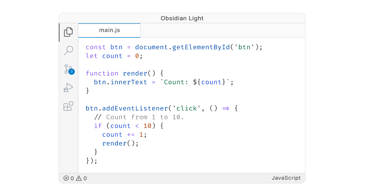 Obsidian Light by narcilee7 | VS Code Themes