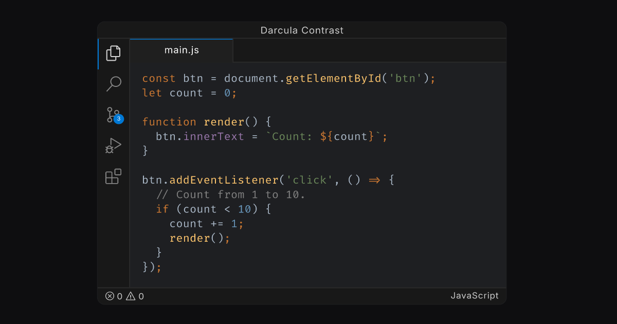 Darcula Contrast by nashpatty | VS Code Themes