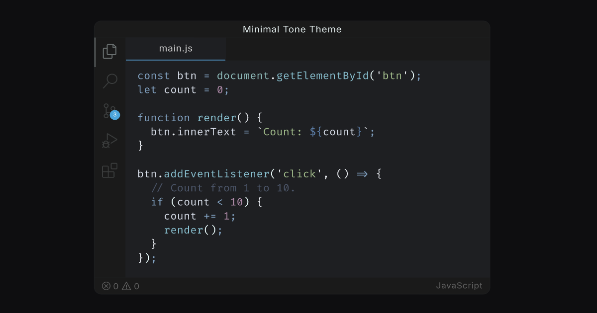 Minimal Tone Theme by Huy Le Nguyen | VS Code Themes