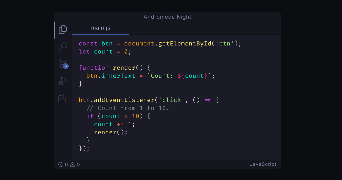 Andromeda Night by ni3rav | VS Code Themes
