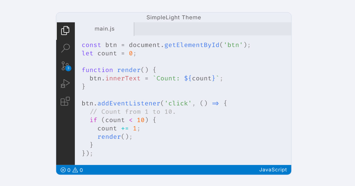 SimpleLight Theme by nicohlr | VS Code Themes