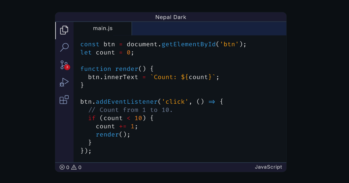 Nepal Theme by Nischal Niroula | VS Code Themes