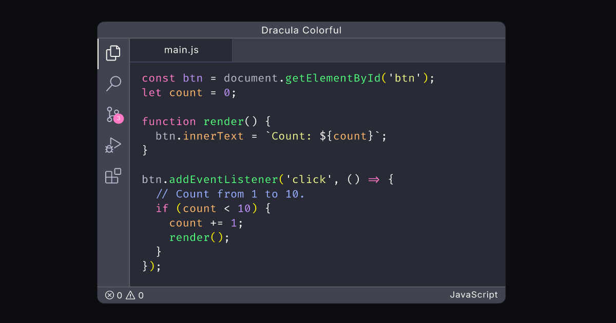 Dracula Colorful by Zihan Ma | VS Code Themes