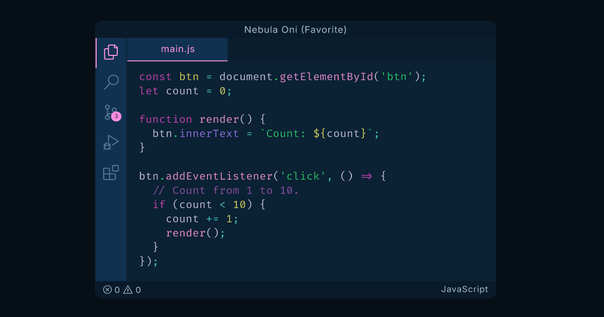 Nebula Oni Theme by psudo-dev | VS Code Themes