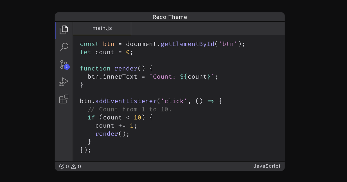 Reco Theme by reco_luan | VS Code Themes