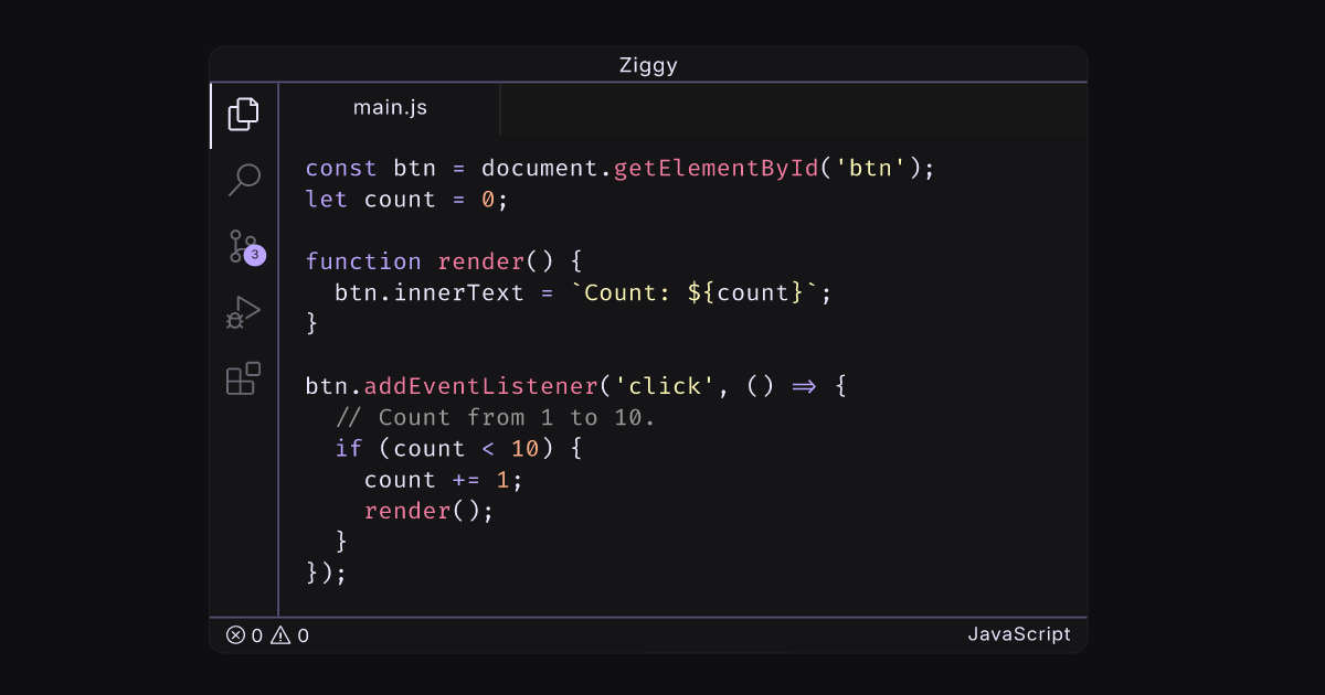 Ziggy Theme by Ryan Doucette | VS Code Themes