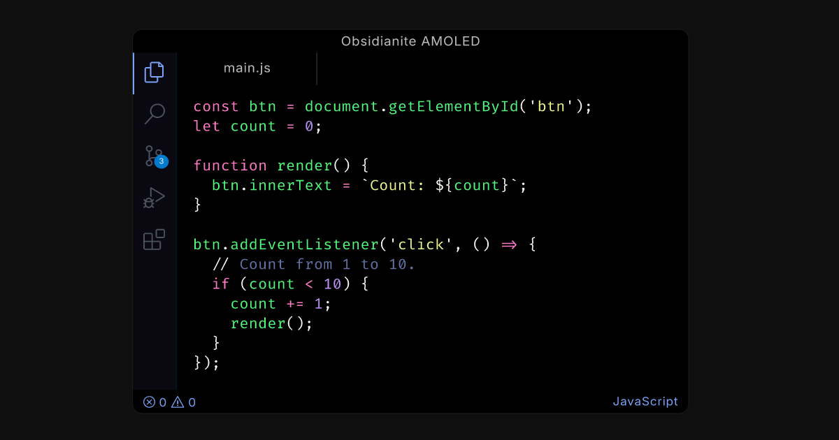 Obsidianite by shd0w | VS Code Themes