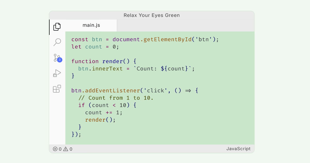 Relax Your Eyes Green by shiloh | VS Code Themes