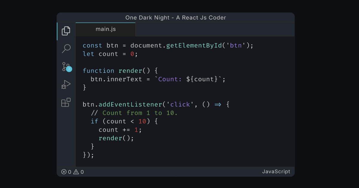 One Dark Night Theme by sojibAhmedSafi | VS Code Themes