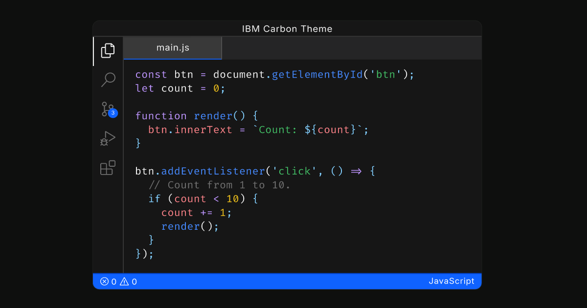 Carbon Design System Theme by taotao7 | VS Code Themes