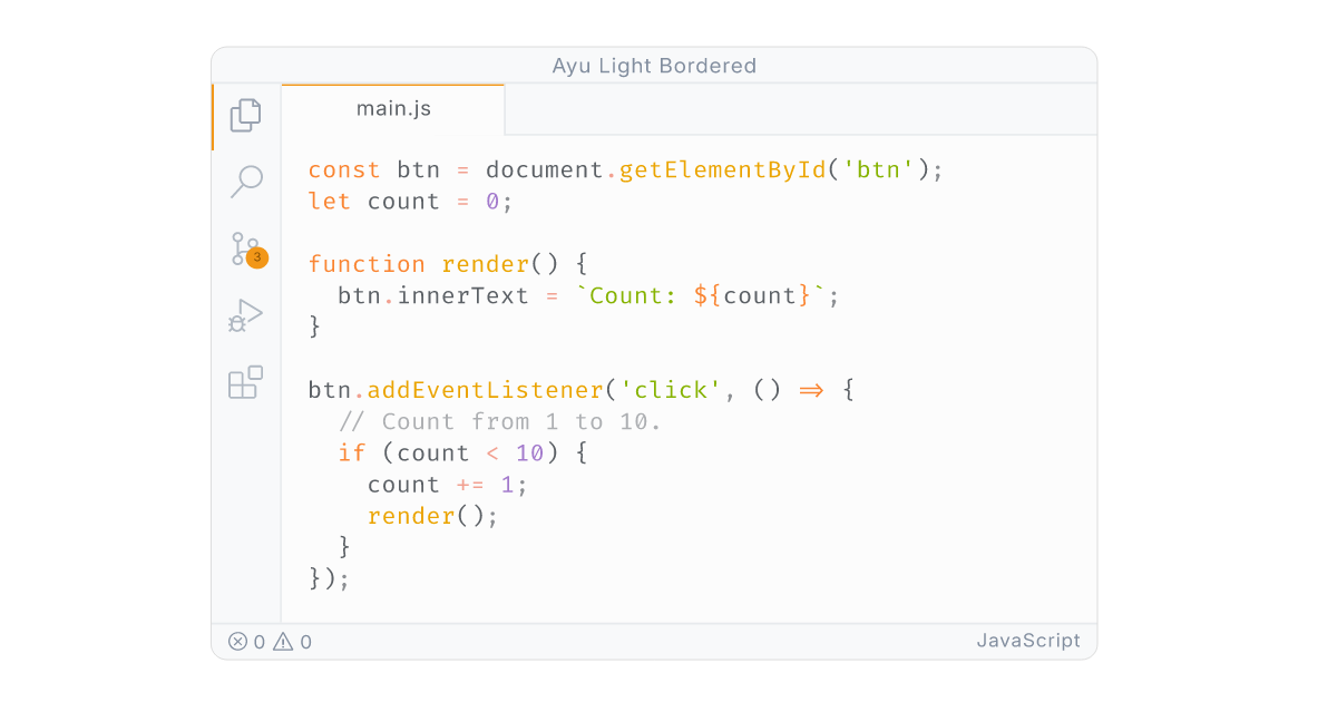 Ayu by teabyii | VS Code Themes