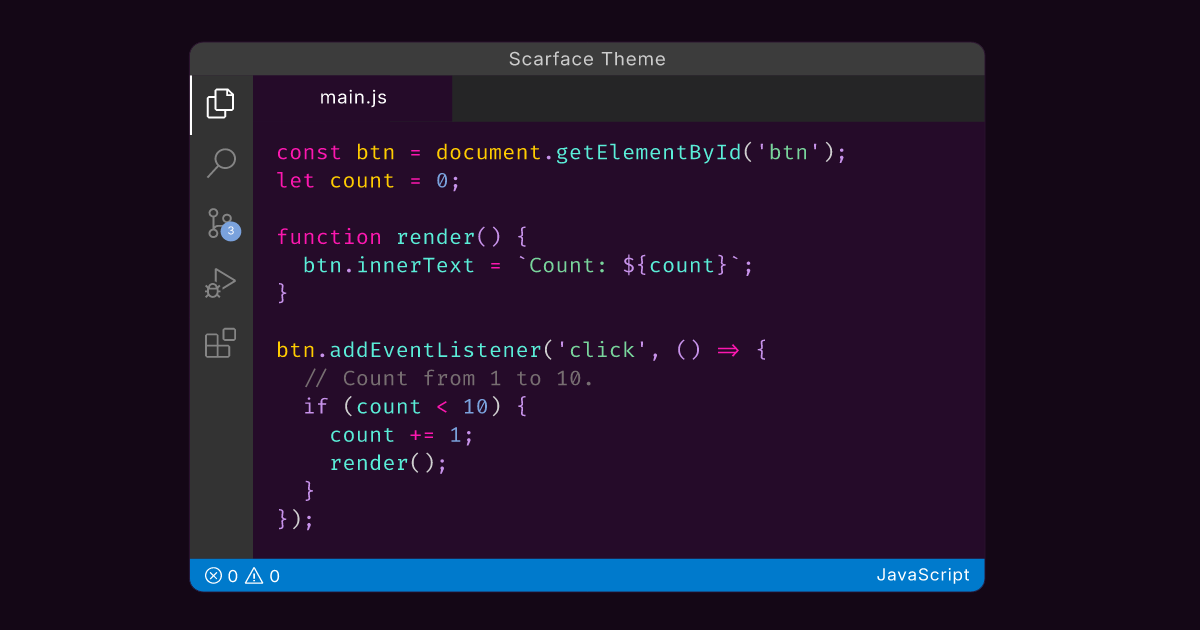 scarface theme by The Ape Machine | VS Code Themes