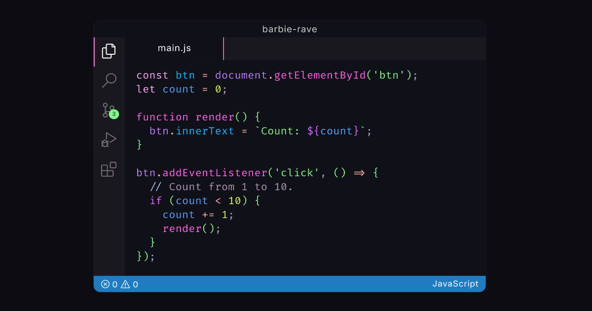 Barbie Rave by thudgin13 | VS Code Themes