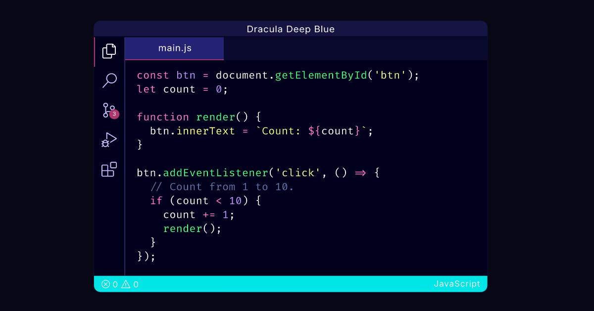 Dracula-DeepBlue by tosmaz | VS Code Themes