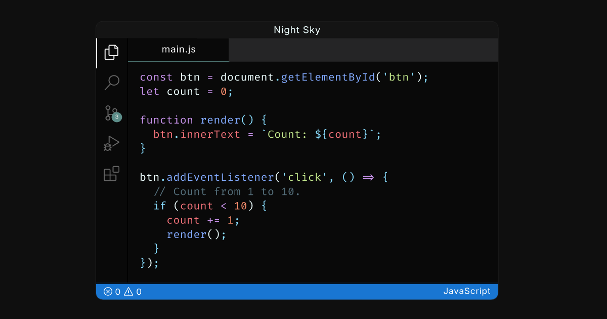 Night Sky by Tobias Maier | VS Code Themes