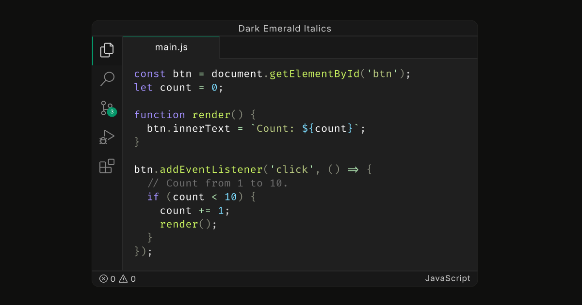 Dark Emerald Theme by Wilfried AGO | VS Code Themes