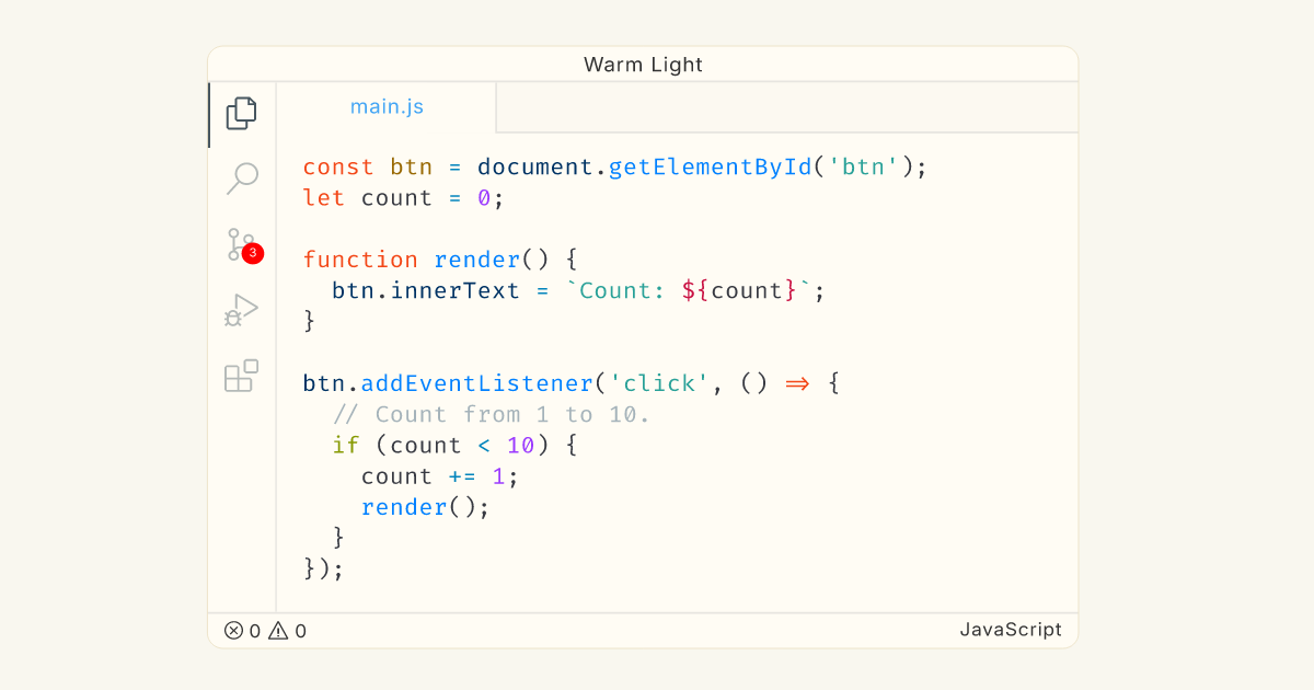 Warm Light Theme by xunlu | VS Code Themes