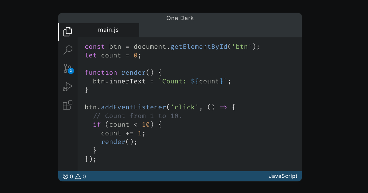 One Dark by zivit | VS Code Themes